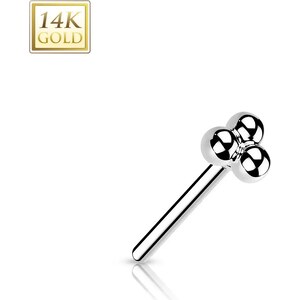 Ekszer Eshop - 14K fehér arany orr piercing - egyenes szár, három ...
