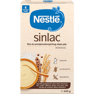 Nestlé Sinlac rizs- és szentjánoskenyérmag alapú pép Bifidusszal 4 hó ...