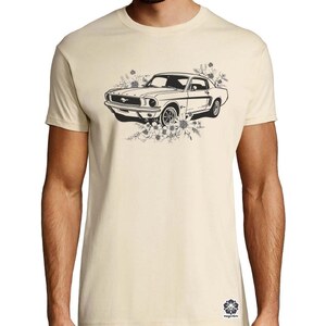 Magnolion Mustang és virágok rajz v2 krém férfi póló - GLAMI.hu