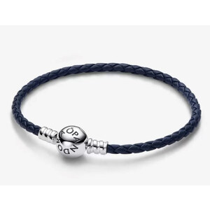 Pandora - Moments kerek kapcsos kék fonott bőr karkötő - 592790C01-S1 ...