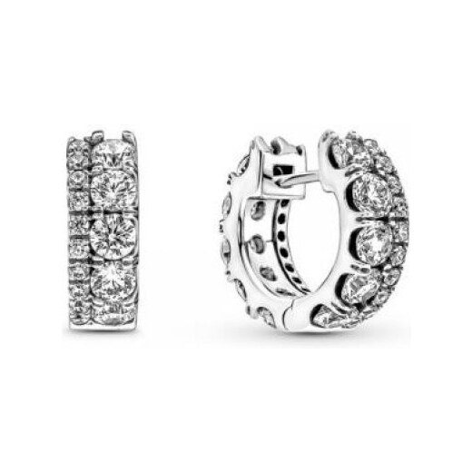 Pandora 290058C01 - Dupla soros pávé ezüst karika fülbevaló - GLAMI.hu