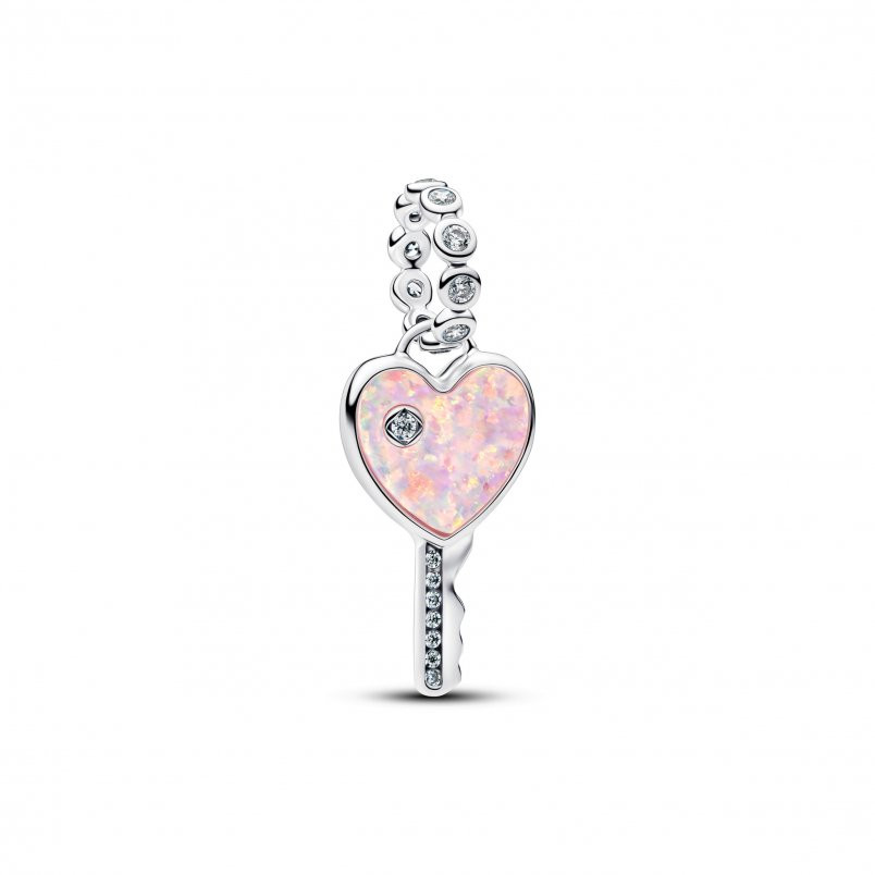 Pandora - Opálfényű szív kulcs függő charm - GLAMI.hu