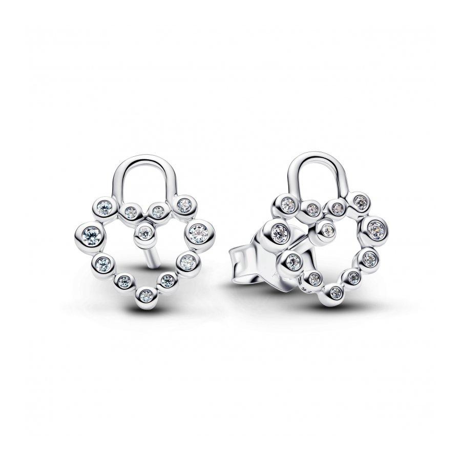 Pandora - Szikrázó szív lakat gombfülbevaló - 294419C01 - GLAMI.hu