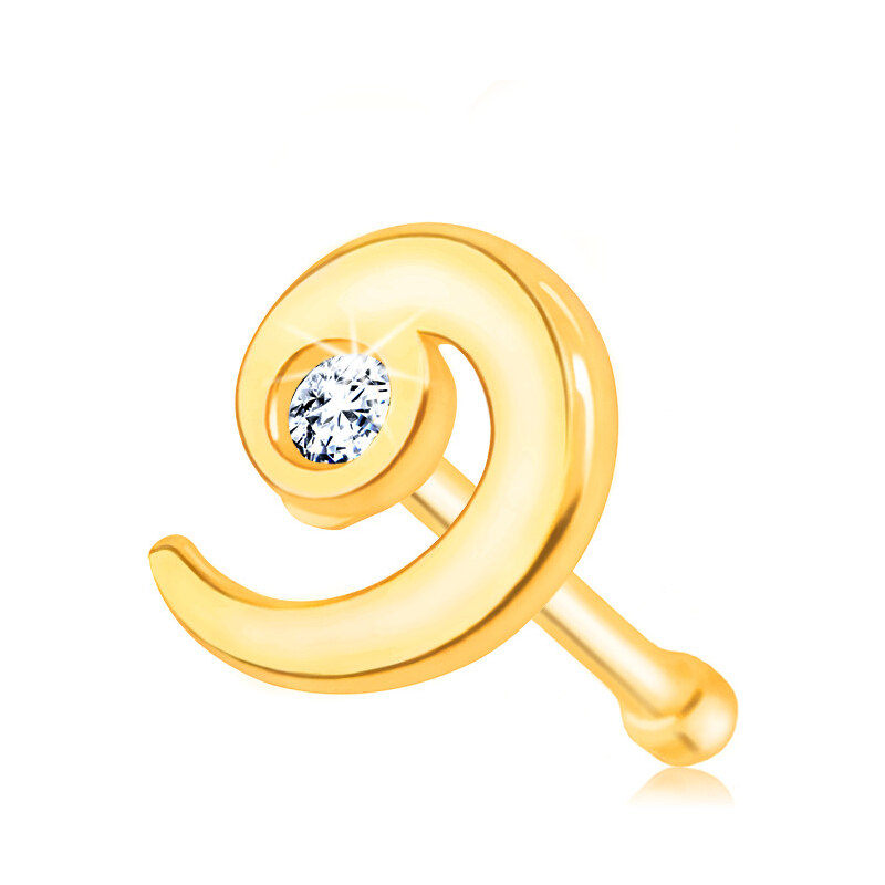 Ekszer Eshop - 585 arany orr piercing - fényes spirál egy átlátszó ...