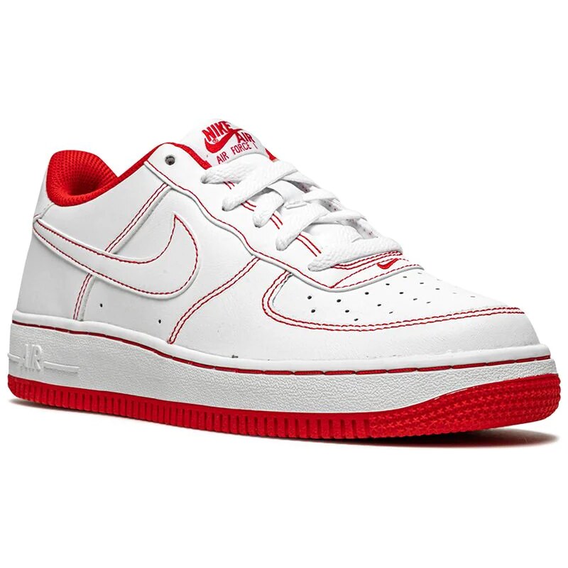 Nike Kids Air Force 1 Low '07 "Contrast Stitch - Red" sneakers - White ...
