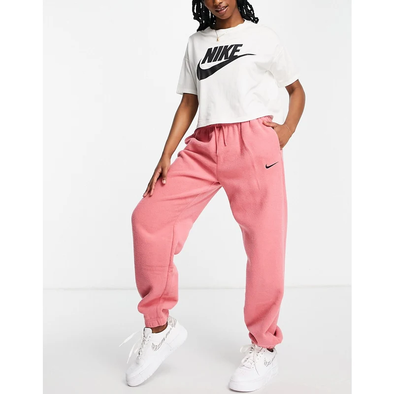 Nike Mini Swoosh High Rise Plush Joggers In Archaeo Pink Glami Hu