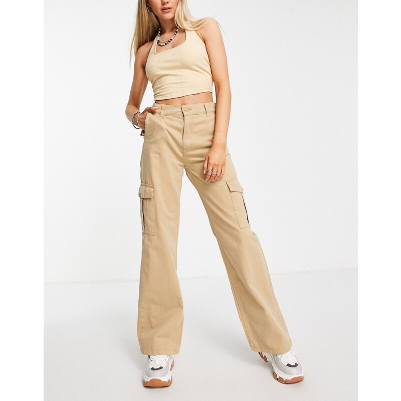 Pull&Bear high waisted straight leg cargo trousers in sand-Neutral ... Pull&Bear high waisted straight leg cargo trousers in sand-Neutral ...