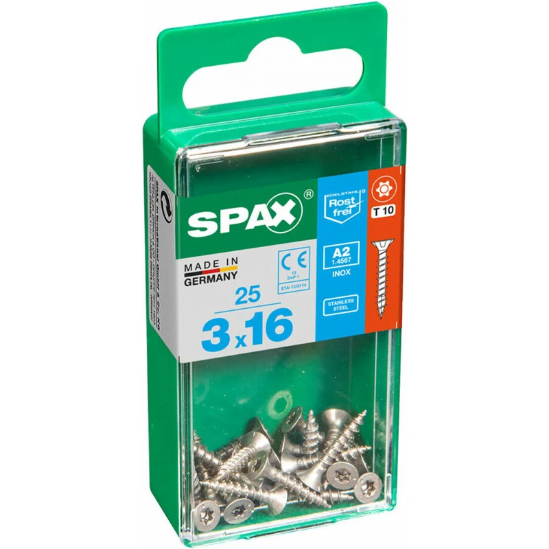 Csavaros doboz SPAX 4197000300161 Fa csavar Lapos fej (3 x 16 mm) (3,0 ...