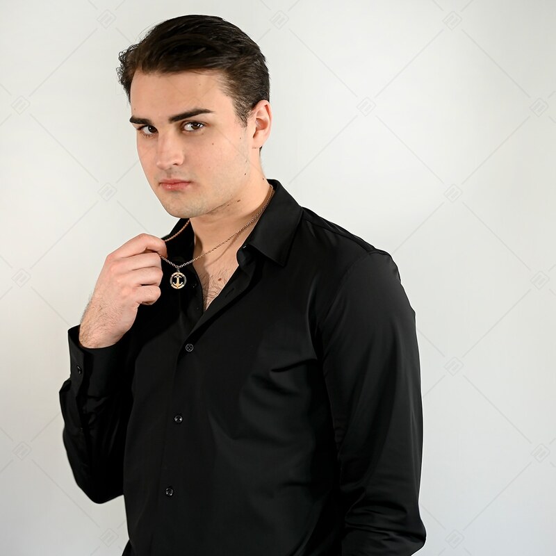 BALCANO - Anchor / Horgony formájú nemesacél medál, 18K rozé arany ...