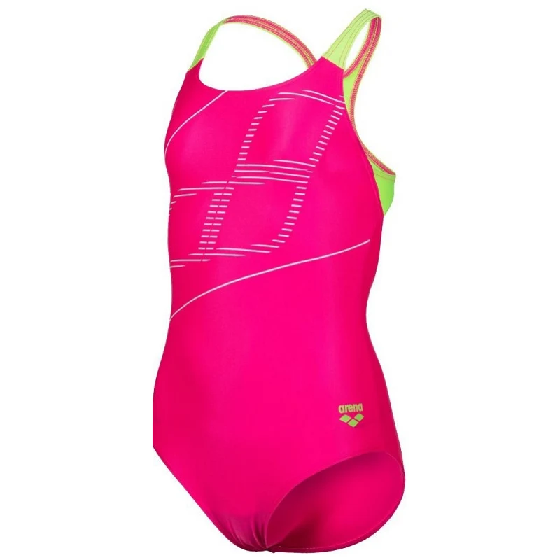Arena girls swimsuit swim pro back logo freak rose/soft green 164cm ...