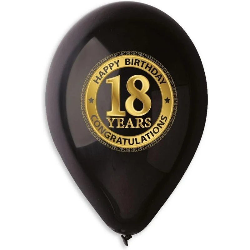 Boldog Születésnapot Happy Birthday 18 black léggömb lufi 5 db-os 12 ...