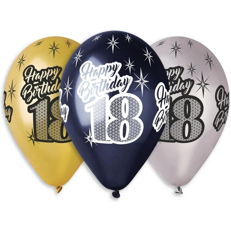 Boldog Születésnapot Happy Birthday 18 Metallic léggömb lufi 6 db-os 12 ...
