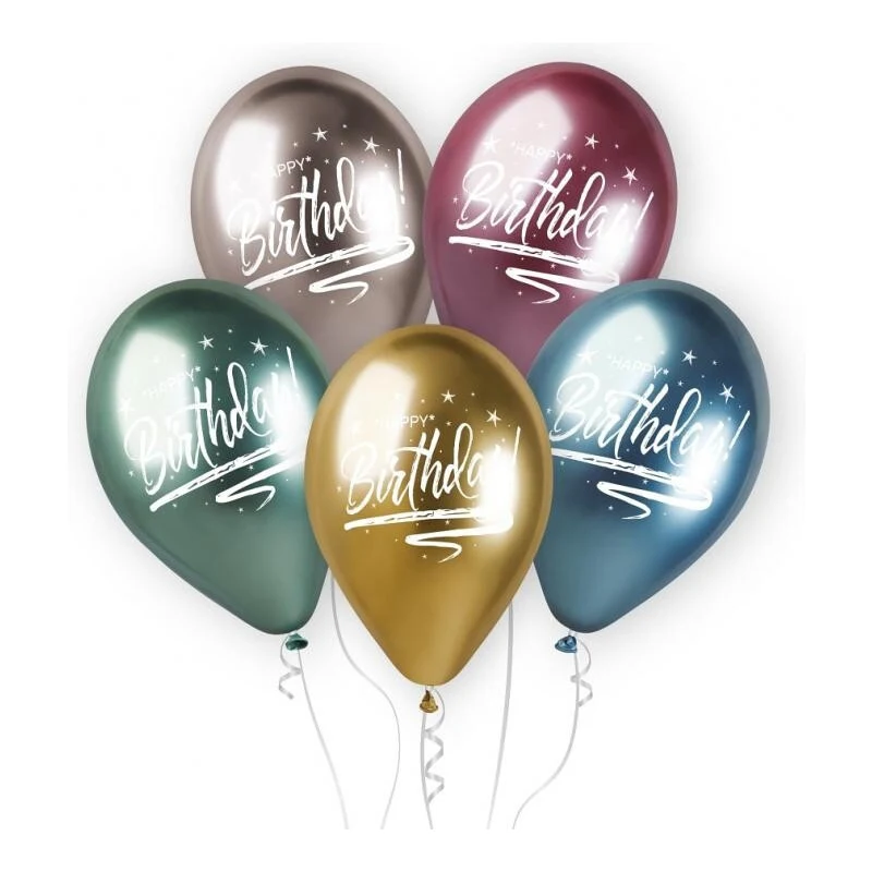 Boldog Születésnapot Happy Birthday Shiny léggömb, lufi 5 db-os 13 inch ...
