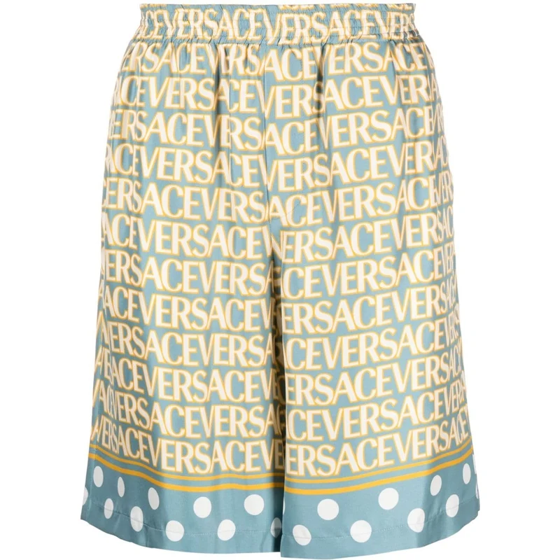 Versace Versace Allover logo-print silk shorts - Blue - GLAMI.hu