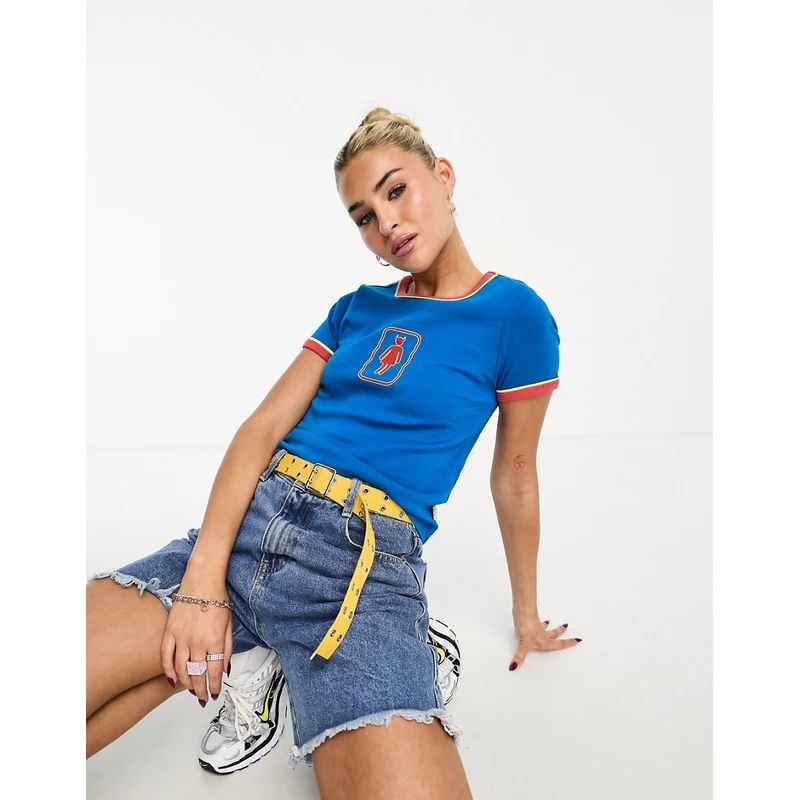 Basic Pleasure Mode she devil ringer shrunken t-shirt in blue - GLAMI.hu