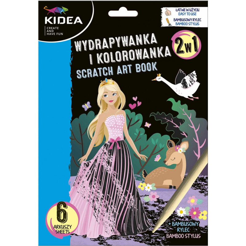 kidea - KIDEA Képkarcoló és színezhető lapok, 6 lapos, hercegnős, Kidea ...