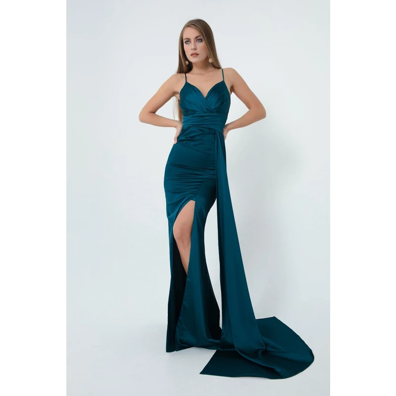 Lafaba női benzinpántos hosszú szatén estélyi ruha és ballagási ruha ...