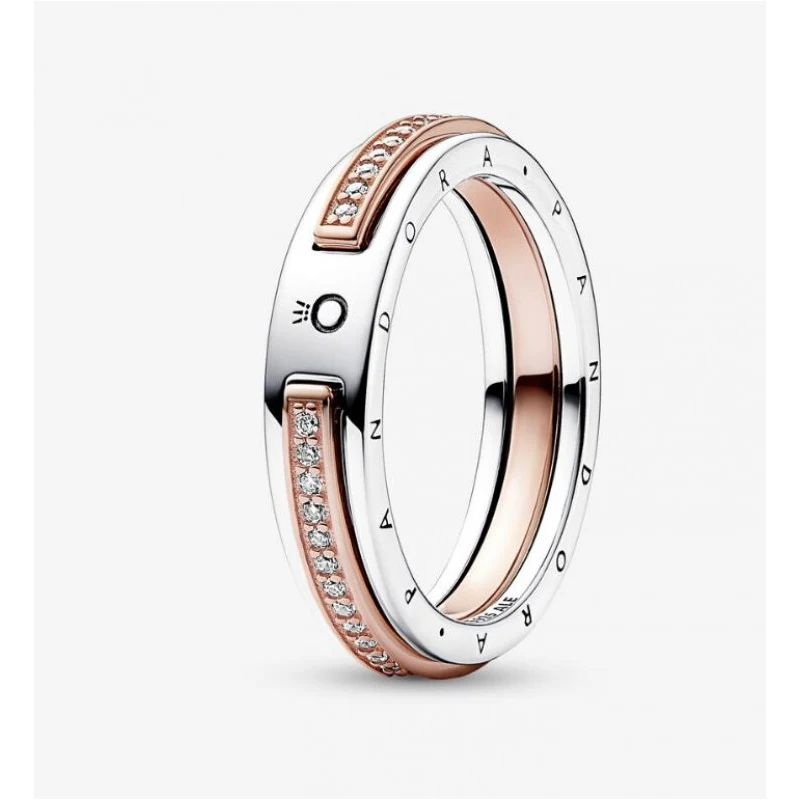 Pandora - Signature Kéttónusú logó és pavé gyűrű - GLAMI.hu