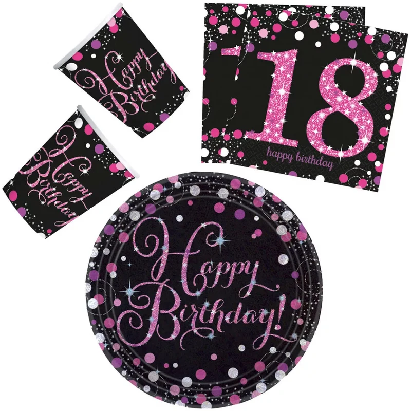 Boldog Születésnapot Happy Birthday 18 party szett 23cm-es tányérral ...