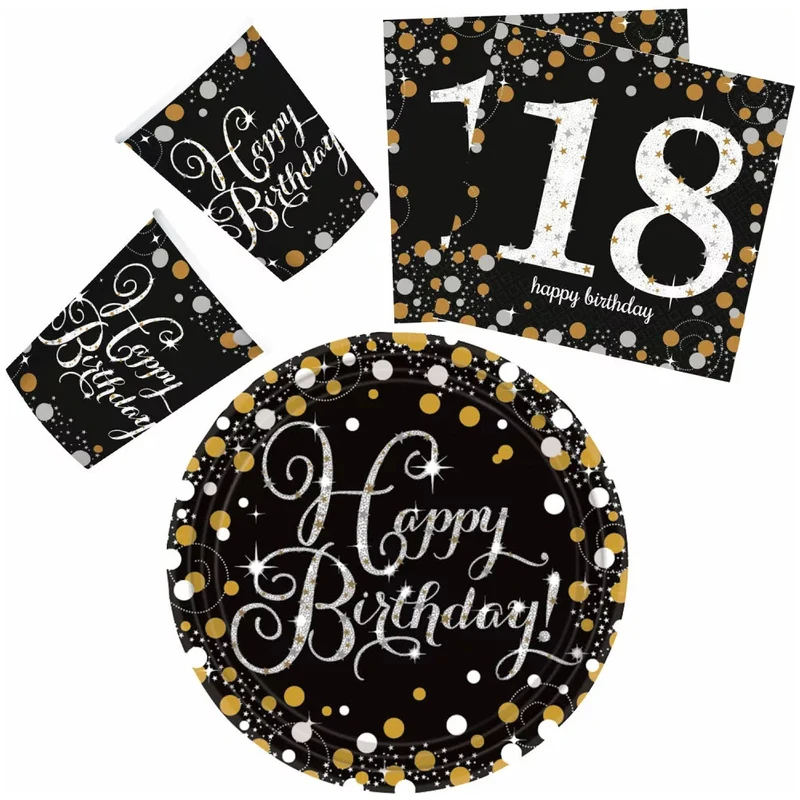 Boldog Születésnapot Happy Birthday 18 party szett 23cm-es tányérral ...