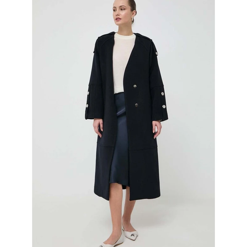 Beatrice B gyapjúkabát sötétkék, átmeneti, oversize - GLAMI.hu
