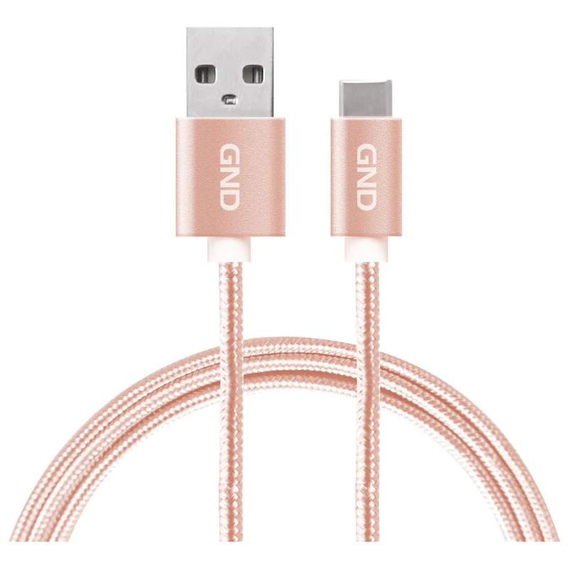 GND Type-C / USB kábel 2 méter, fonott - arany szín Adat- és tápkábel ...