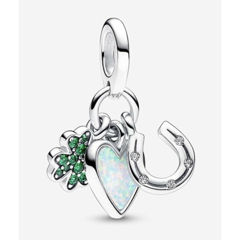 Pandora - Négylevelű lóhere, szív és szerencsepatkó tripla függő charm ...
