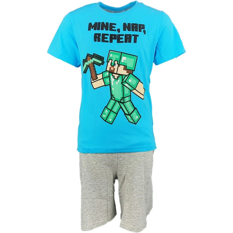 KORREKT WEB Minecraft Mine Nap Repeat gyerek rövid pizsama 10 év / 140 ...