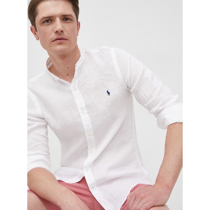 Polo Ralph Lauren len ing férfi, állógalléros, fehér, slim - GLAMI.hu