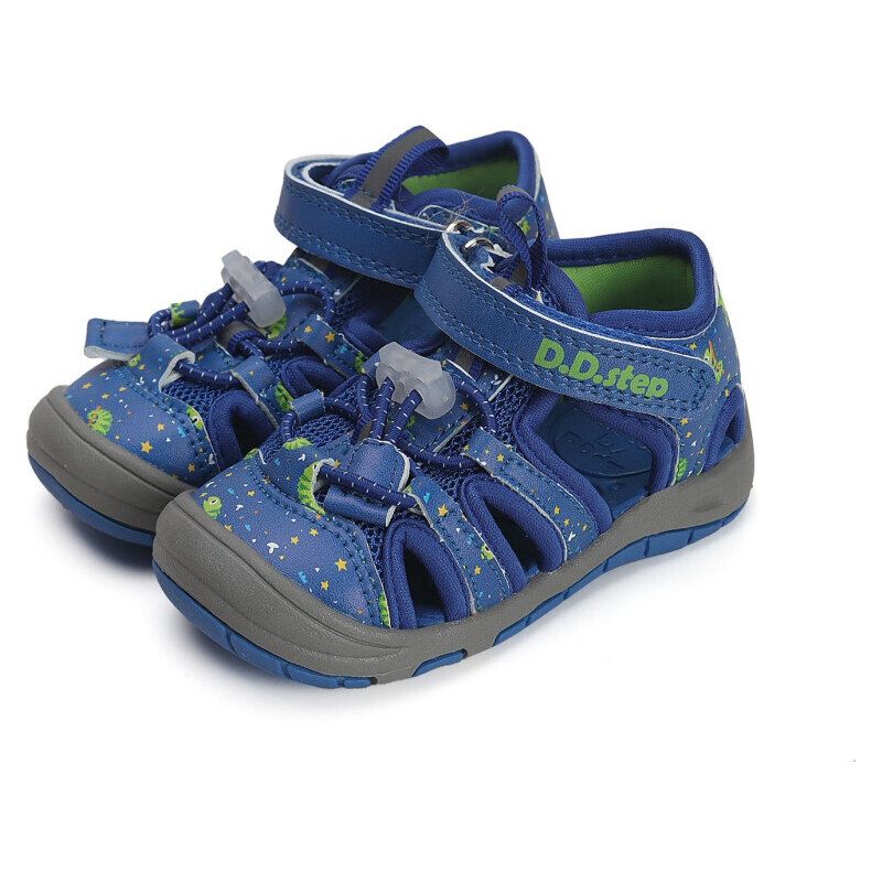 D.D.Step DDStep zárt orrú, gyorsan száradó kisfiú szandál, kék hernyós ...