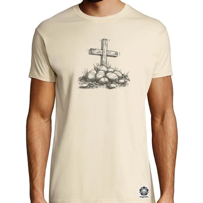 Magnolion Húsvéti kereszt rajz v3 krém férfi póló - GLAMI.hu
