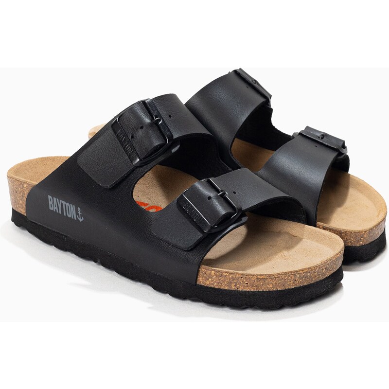 Bayton Nyitott cipők 'Athena' kő / fekete - GLAMI.hu