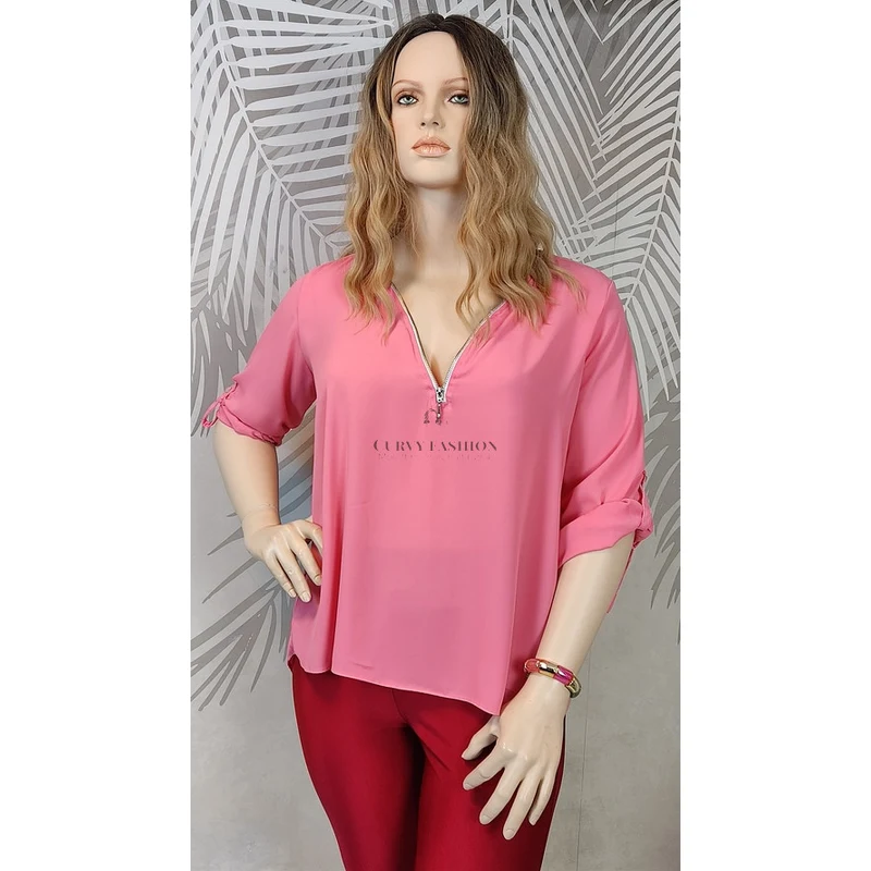 Marina Kaneva Pink cipzáras női plus size blúz - GLAMI.hu