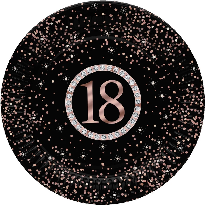 Boldog Születésnapot Happy Birthday 18 Rose Gold papírtányér 8 db-os 22 ...