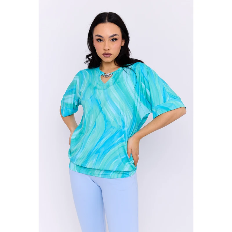 Tara x VIKTORI Corinne női tunika,láncos nyakú tunika,mintás,S,Tara x Viktor - GLAMI.hu