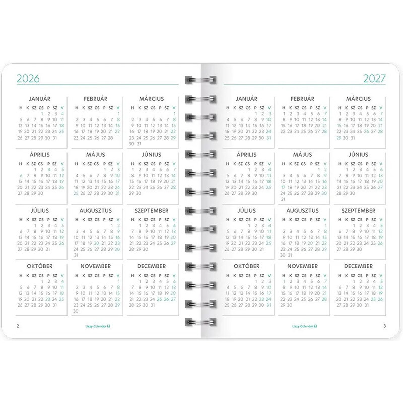 LIZZY CARD Lizzy Calendar heti tervező, B/6, spirál, 2026, Street Rules ...